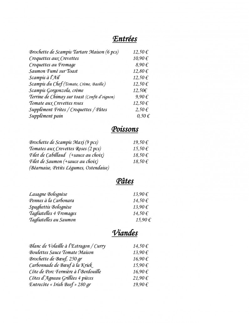 La Carte – LE ROYAL